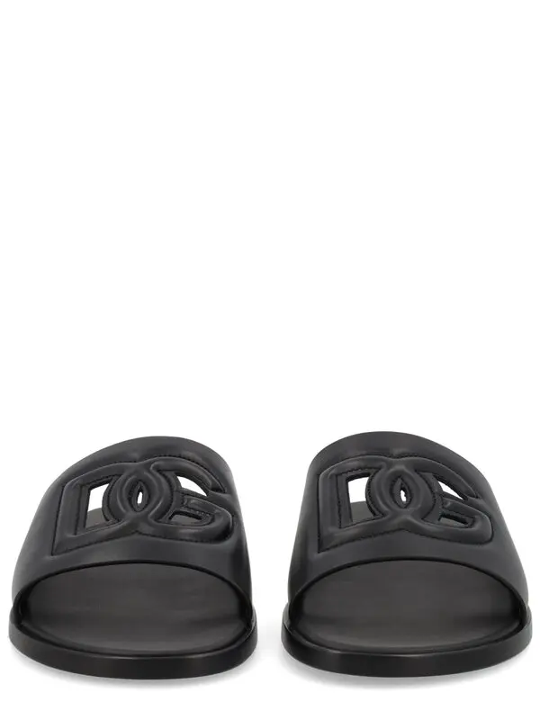 Dolce & Gabbana Logo Embossed Slides - Black