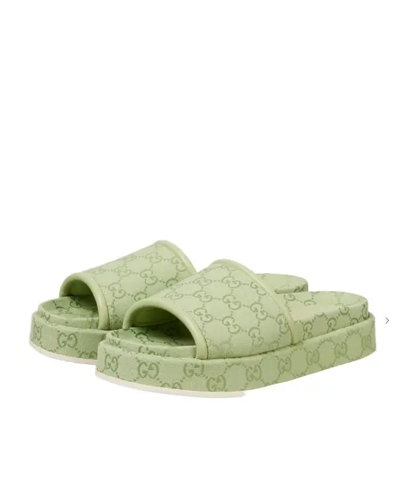 Gucci Clarice Gg Supreme Canvas Slides - Green