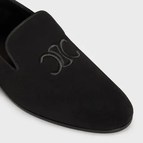 Celine Triomphe Slipper In Suede Calfskin