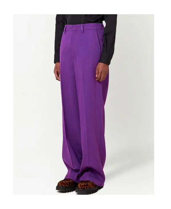 Ami High-waist Wide-leg Trousers - Purple