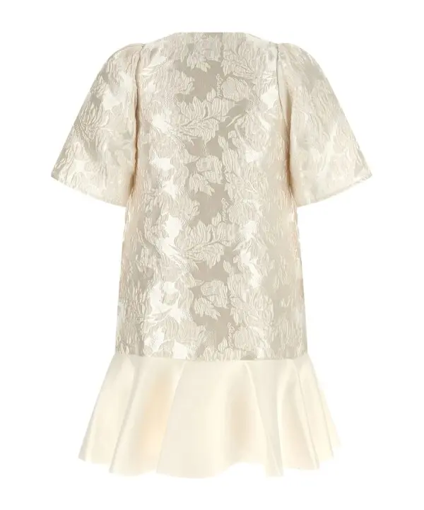 GANNI Satin Cloque Mini Dress - Egret