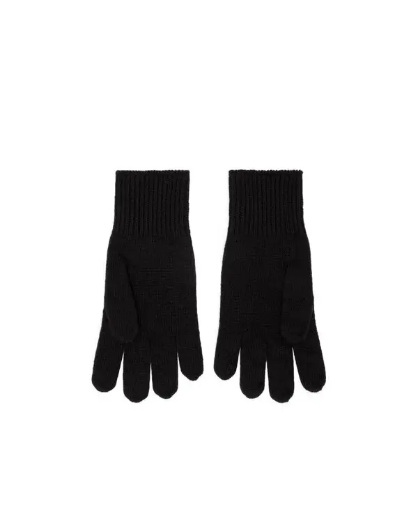 Celine Ribbed Wool Gloves With Embroidery