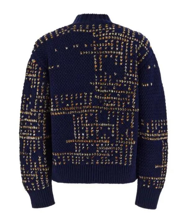 Dries Van Noten Printed High Neck Long Sleeve Sweater