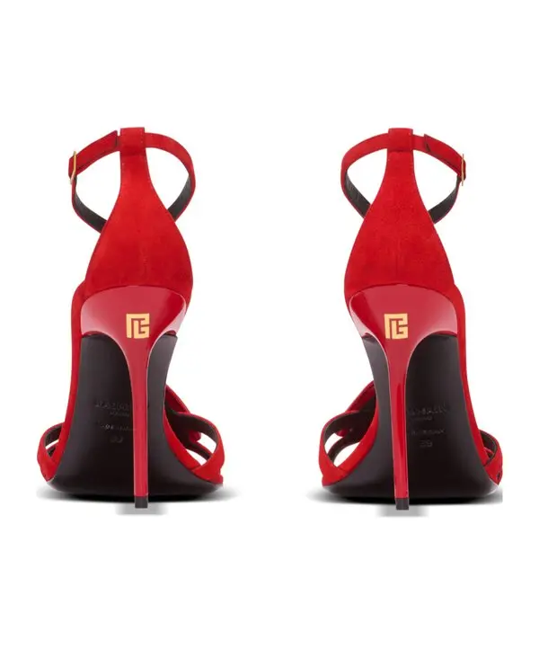 Balmain Suede Lips Sandals - Red