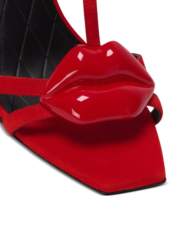 Balmain Suede Lips Sandals - Red