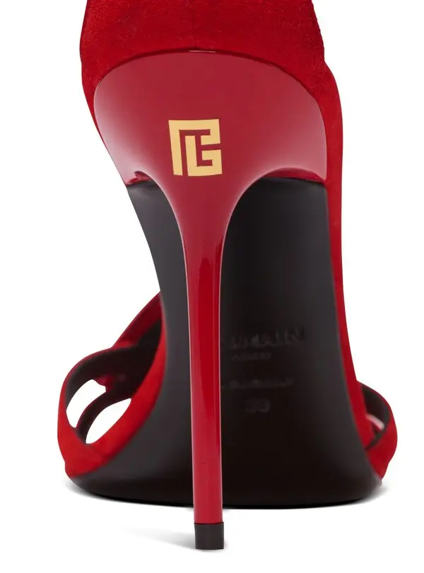 Balmain Suede Lips Sandals - Red