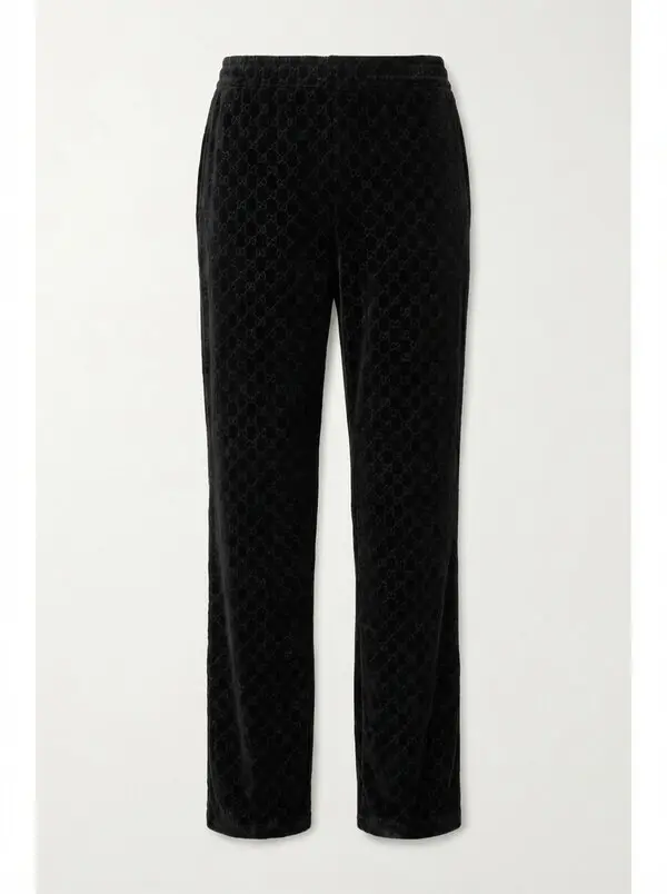 Gucci Gg Velvet Devoré Sportswear Pants - Black