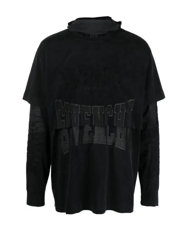 Givenchy Logo-embroidered Long-sleeve T-shirt - Faded Black