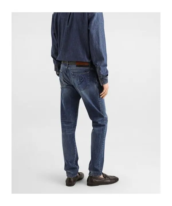 Dolce & Gabbana Logo Embroidered Slim-fit Jeans - Blue