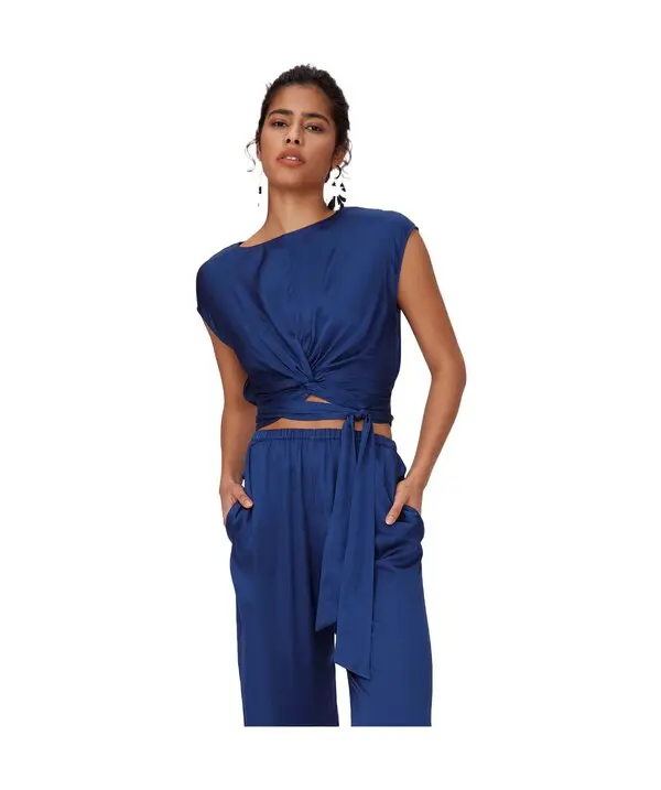 Diane Von Furstenberg Knotted Detail Wrap Top - Indigo