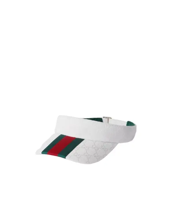 Gucci Gg Pattern Visor With Web Detail - White