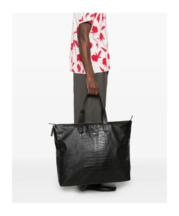 Dolce & Gabbana Crocodile-embossed Leather Tote Bag - Black