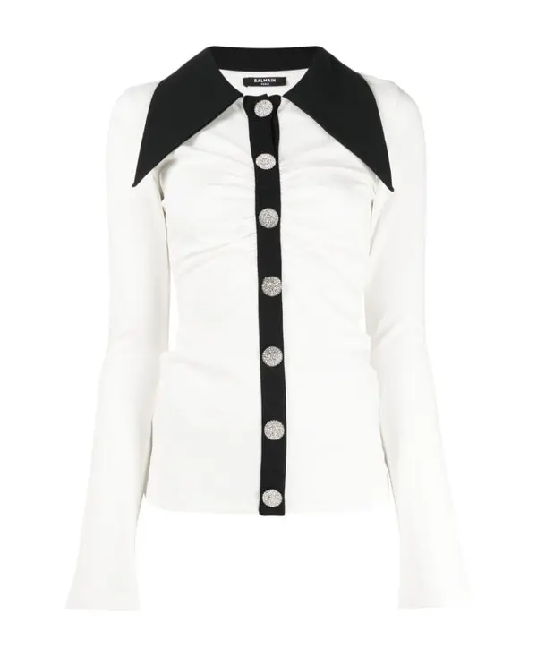 Balmain Jersey Shirt-effect Polo - White
