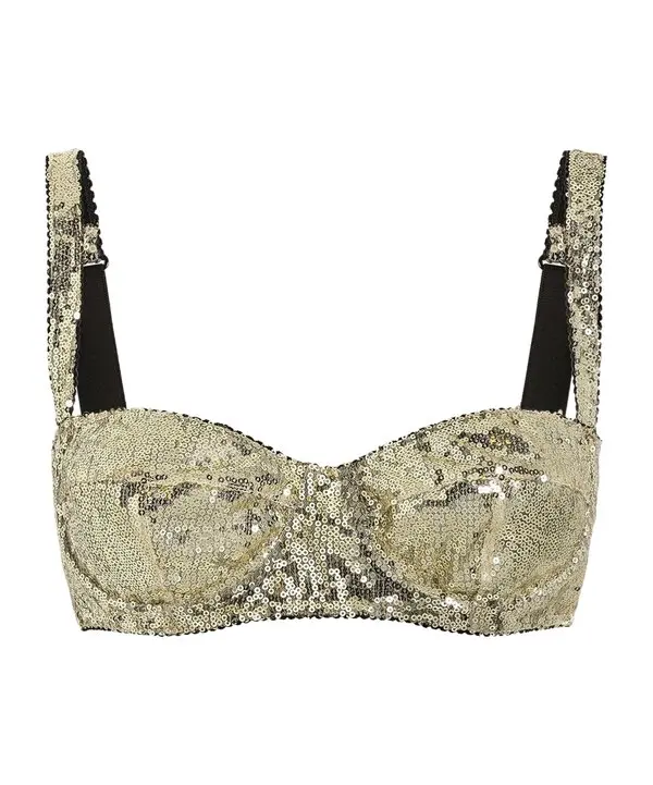 Dolce & Gabbana Dolce Gabbana Sequin Embellished Bra - Nude