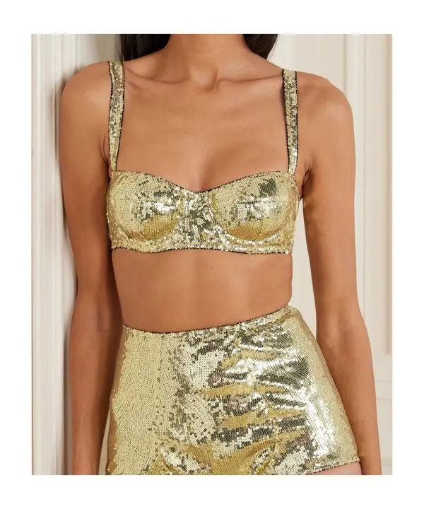 Dolce & Gabbana Dolce Gabbana Sequin Embellished Bra - Nude