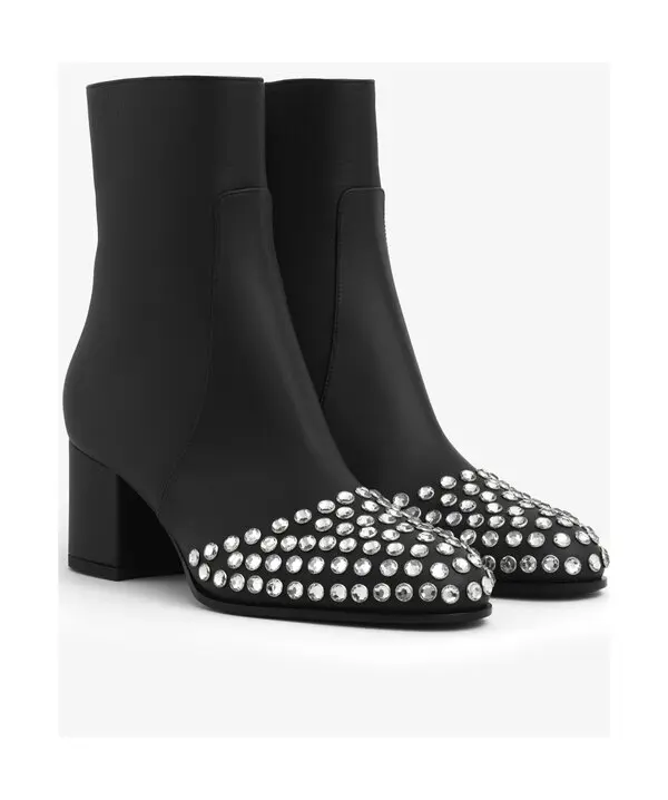 Alaïa Embellished Square Toe Low Heel Boots