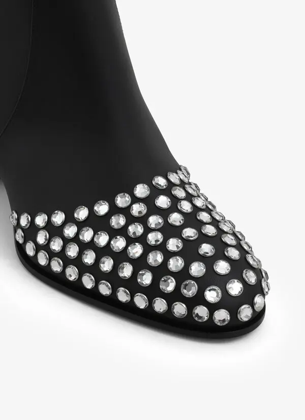 Alaïa Embellished Square Toe Low Heel Boots