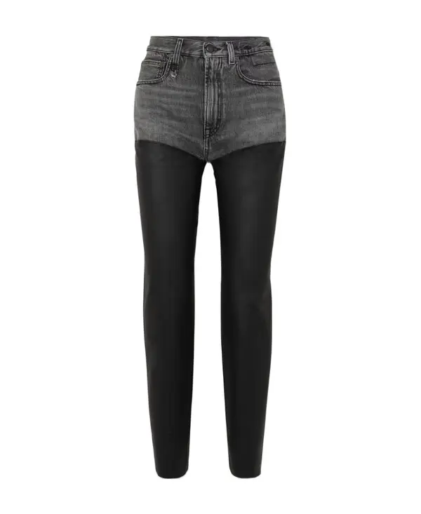 R13 Courtney Chaps Stitched Jeans - Black