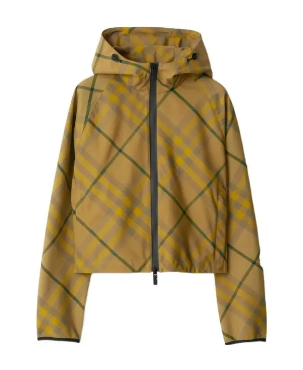 Burberry Checked Zip-up Hooded Jacket