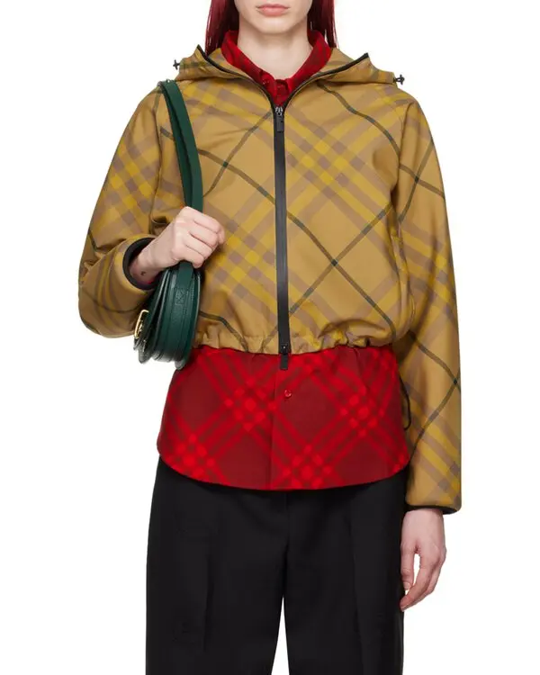 Burberry Checked Zip-up Hooded Jacket