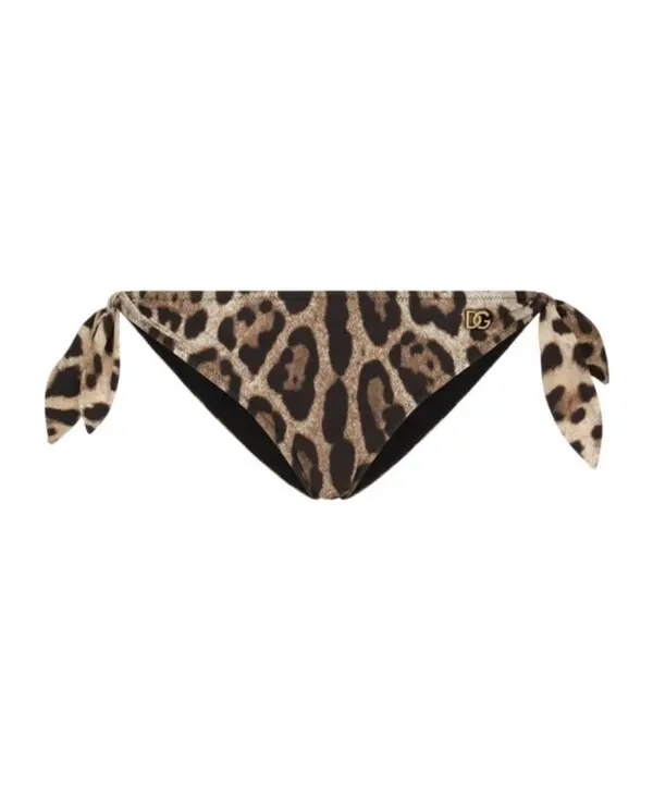Dolce & Gabbana Leopard-printed Tie Bikini Bottoms - Black