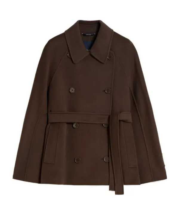 Max Mara Louise Double Breasted Short Belted Jacket - Chocolate-colored
