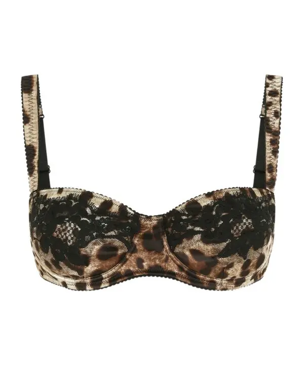 Dolce & Gabbana Dolce Gabbana Leopard Printed Balconette Bra - Black