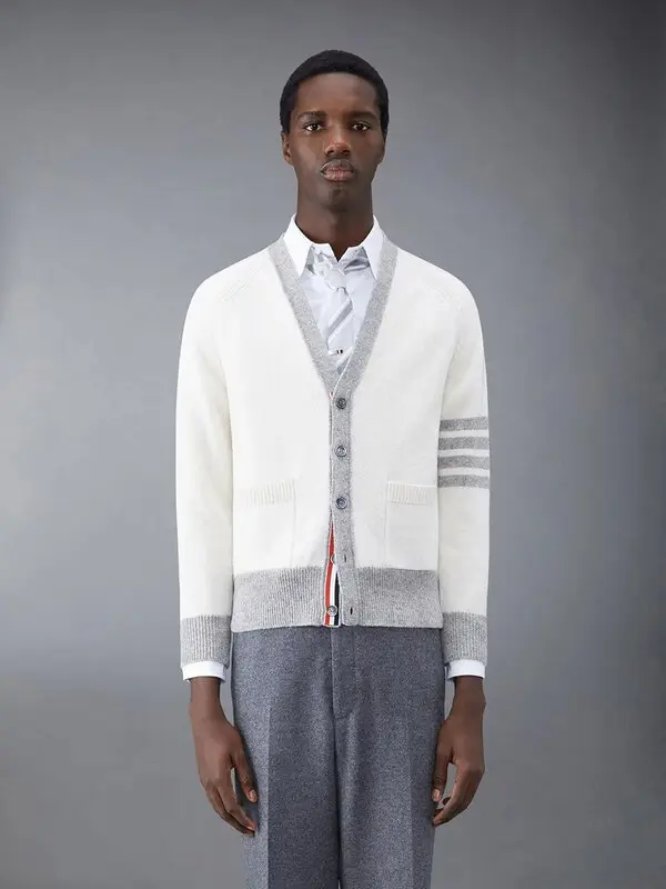 Thom Browne V-neck Four-bar Cardigan