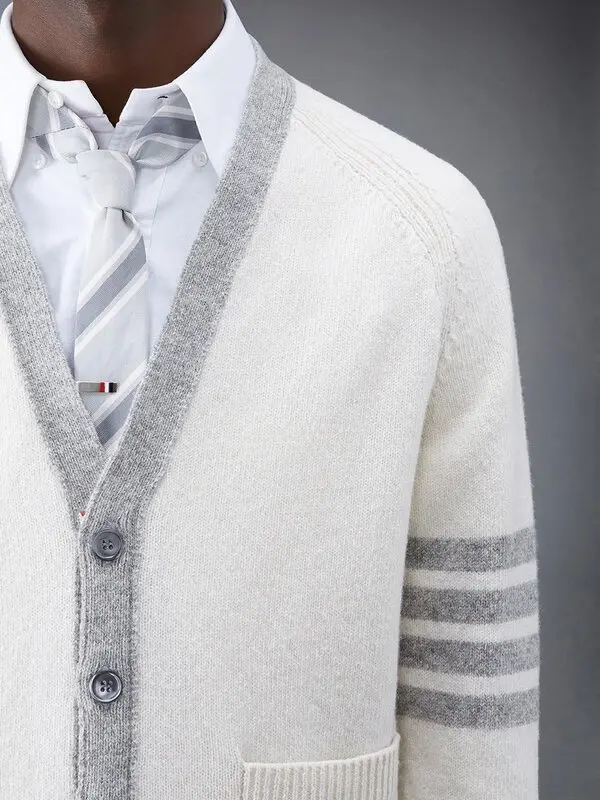 Thom Browne V-neck Four-bar Cardigan