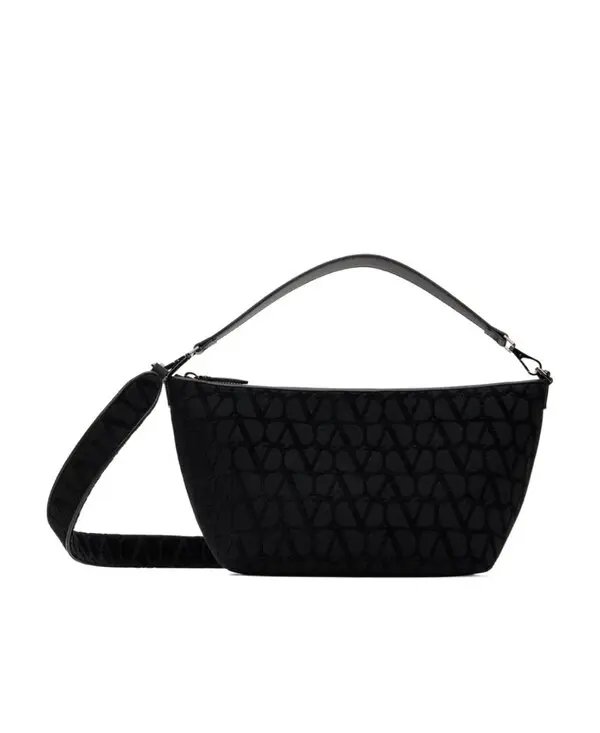 Valentino Garavani Iconographe Logo Jacquard Shoulder Bag - Black