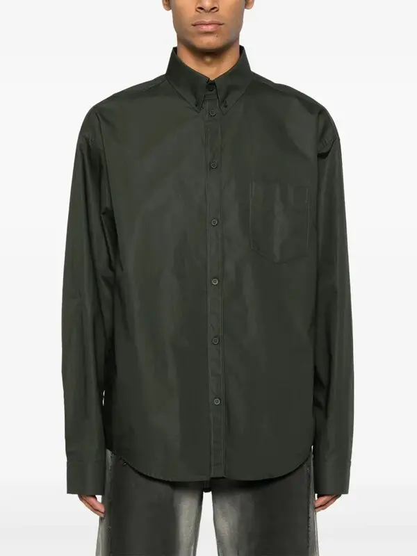 Balenciaga Collared Long-sleeve Shirt - Green