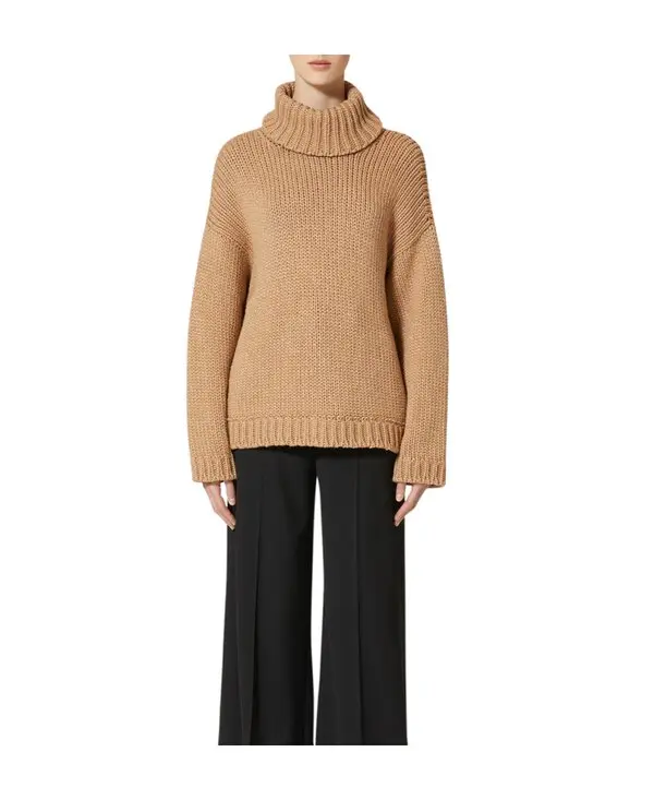Red Valentino High Neck Ribbon Detail Wool Blend Jumper - Nude
