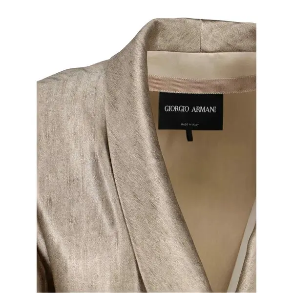 Giorgio Armani Double-breasted Suit Jacket With Shawl Lapel - Light Beige