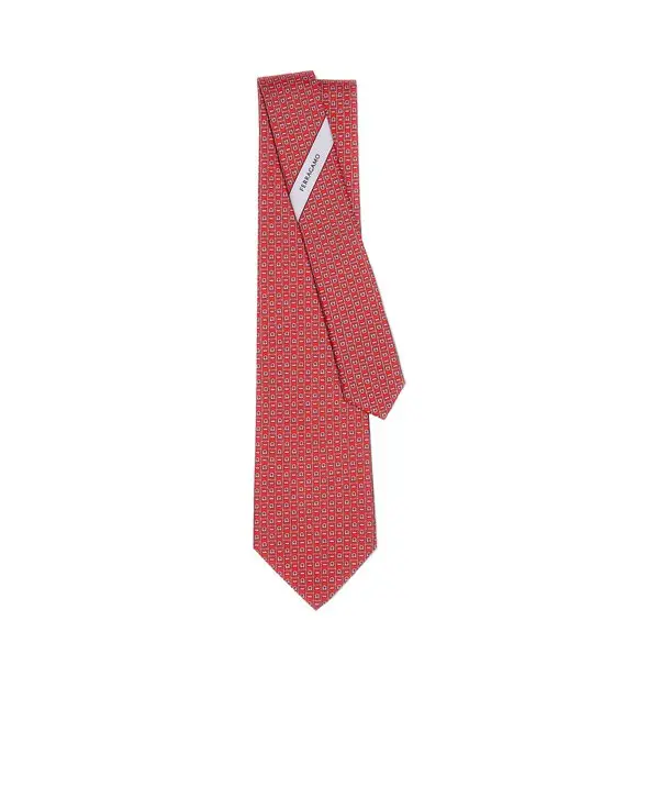 FERRAGAMO Gancini Print Neck Tie