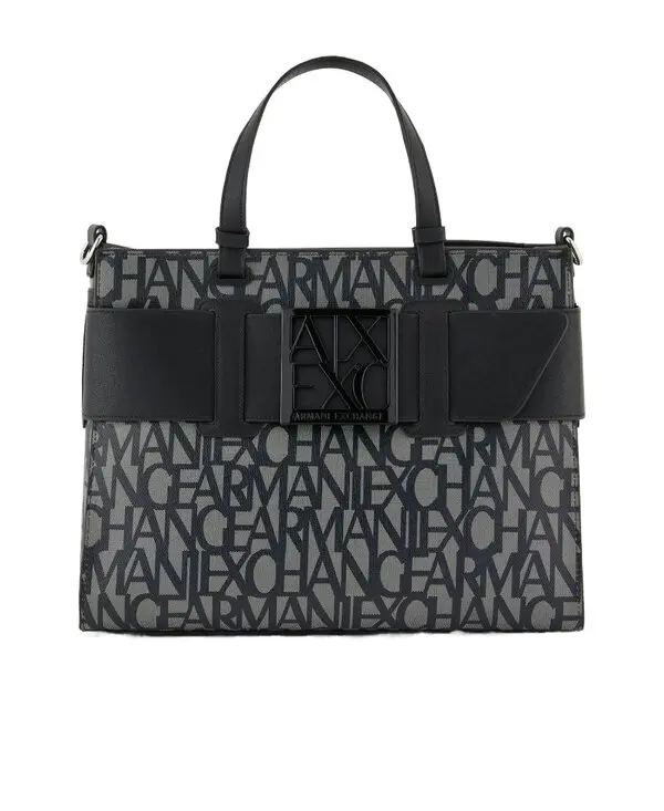 Armani Exchange Logo-print Zip-fastening Tote Bag - Black