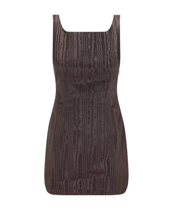 MARINE SERRE Geometric Neck Mini Sleeveless Dress - Brown