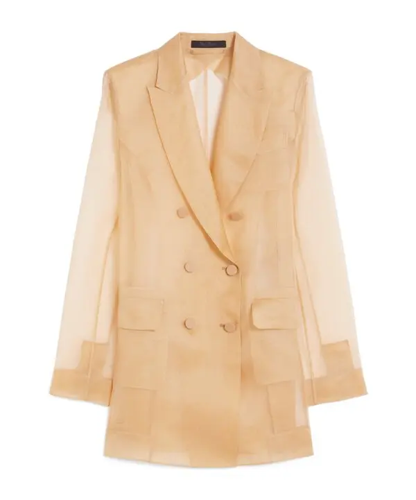 Max Mara Silk Organza Double-breasted Jacket - Camel