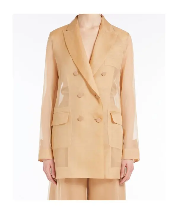 Max Mara Silk Organza Double-breasted Jacket - Camel