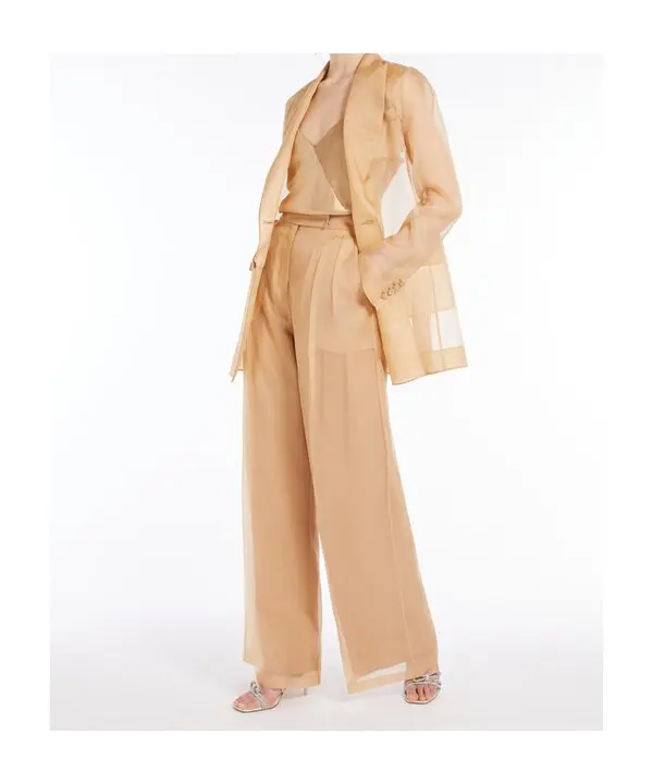 Max Mara Silk Organza Double-breasted Jacket - Camel