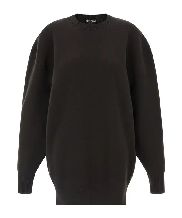 TOM FORD Sculptural Wool & Cashmere Mini Dress - Brown