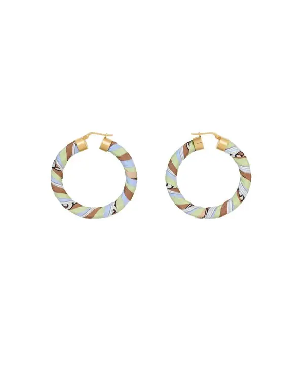 Celine Kaleidoscope Gold Faceted Hoop Earrings - Multicolor