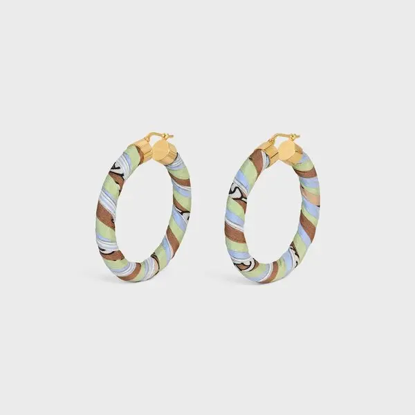 Celine Kaleidoscope Gold Faceted Hoop Earrings