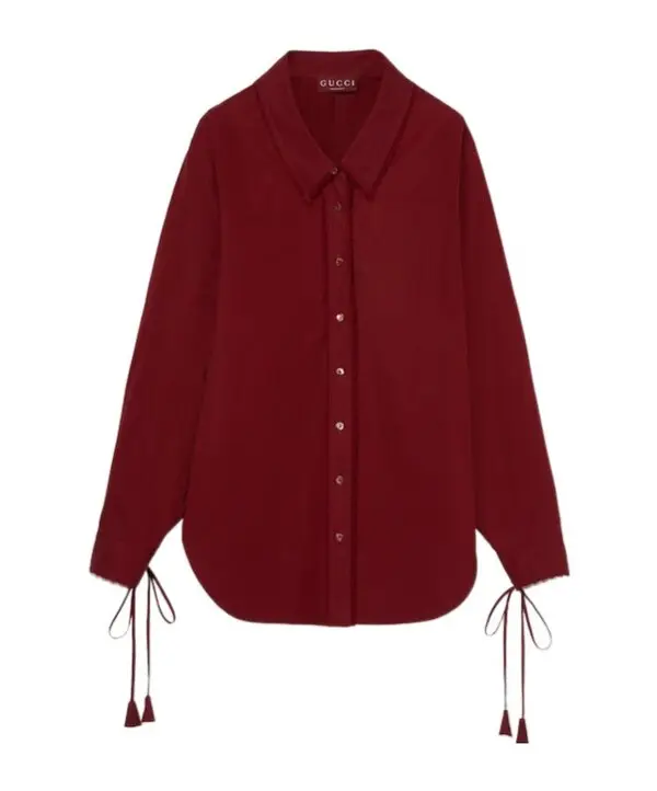 Gucci Long Sleeve Shirt With Drawstring Cuffs - Red