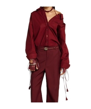 Gucci Long Sleeve Shirt With Drawstring Cuffs - Red