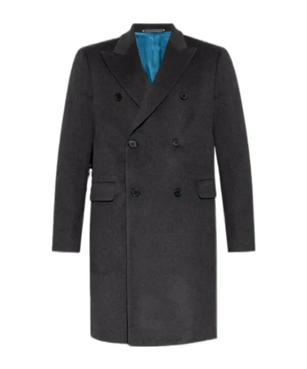 Paul Smith Double-breasted Overcoat With Notched Lapel - Black