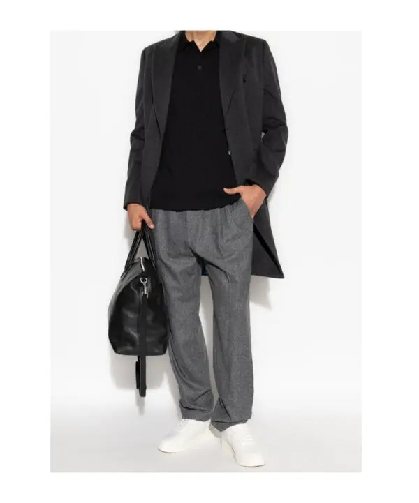 Paul Smith Double-breasted Overcoat With Notched Lapel - Black