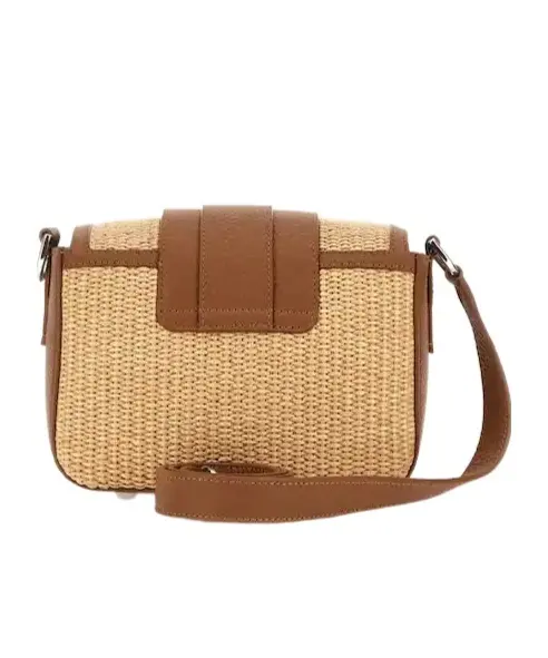 Hogan Trend Flap Bag With Raffia Inserts - Brown