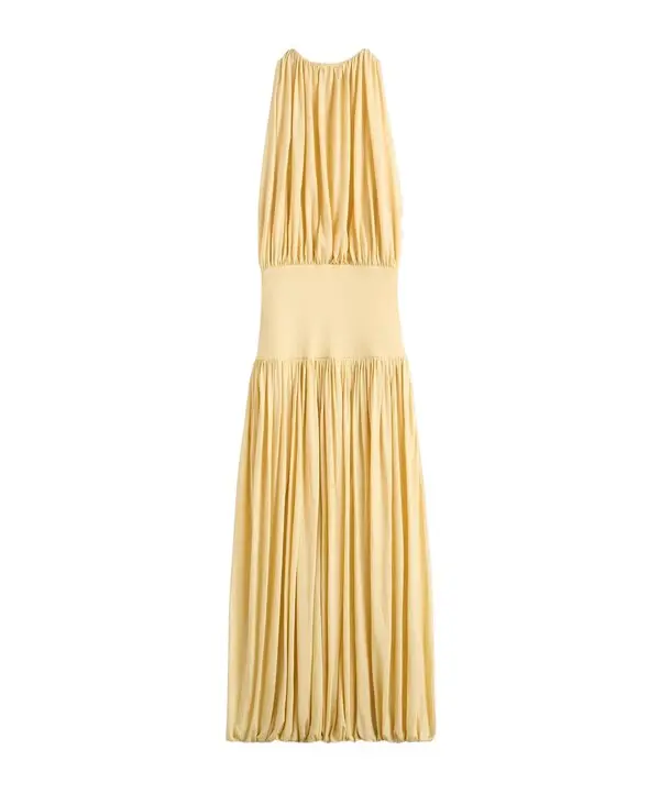 TOTEME Sleeveless Gathered Dress - Champagne-colored