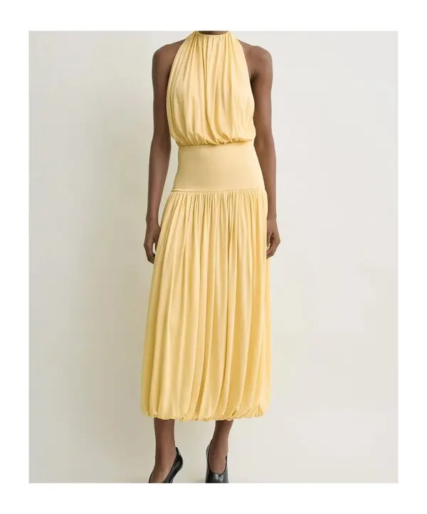 TOTEME Sleeveless Gathered Dress - Champagne-colored