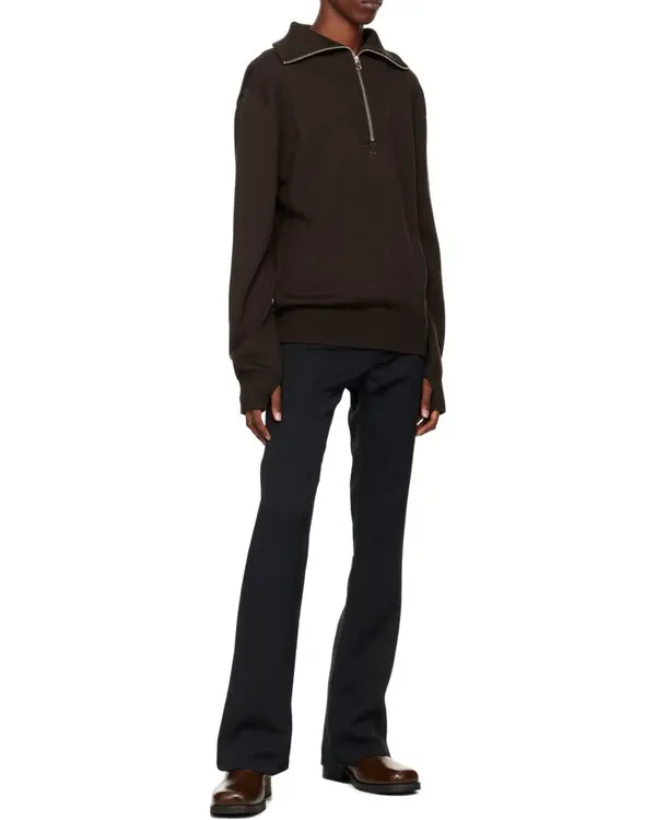 COURREGES Wool Sweater With Zippered Collar And Embroidered Logo - Black